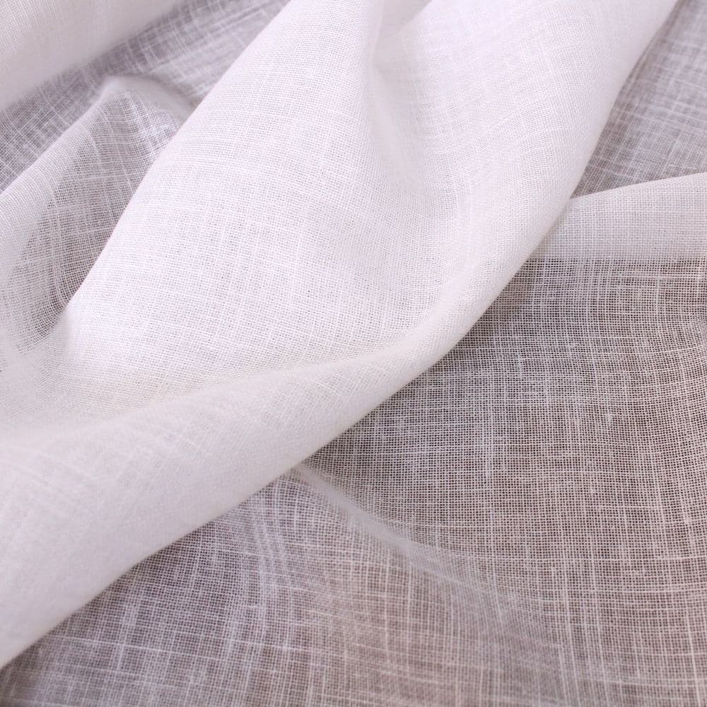 Double Width Voile Curtain Fabric Blanco White