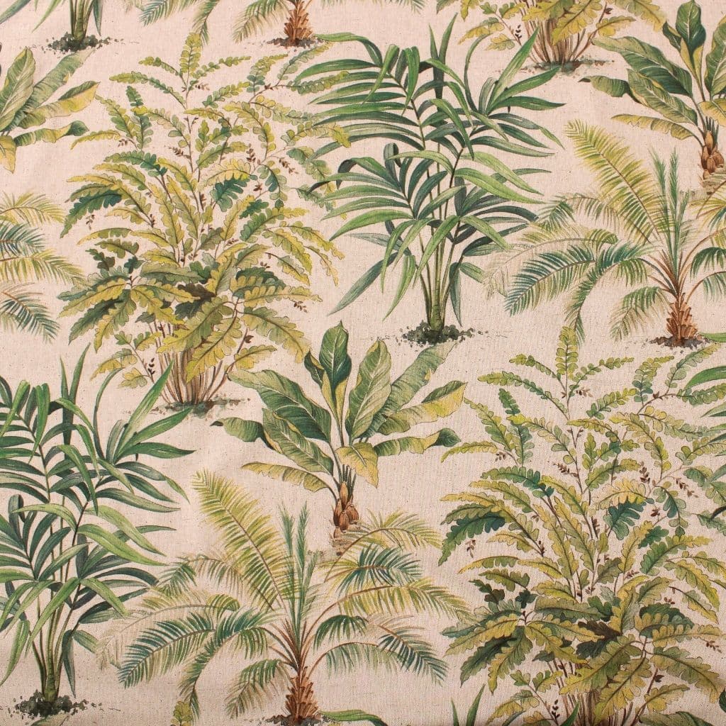Linen Look Cotton Fabric Exotic Palm Trees