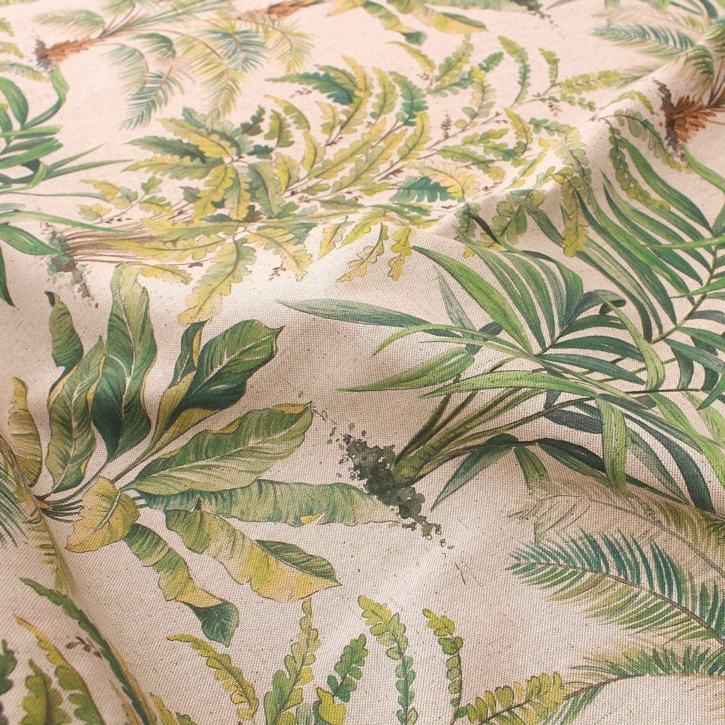 Linen Look Cotton Fabric Exotic Palm Trees