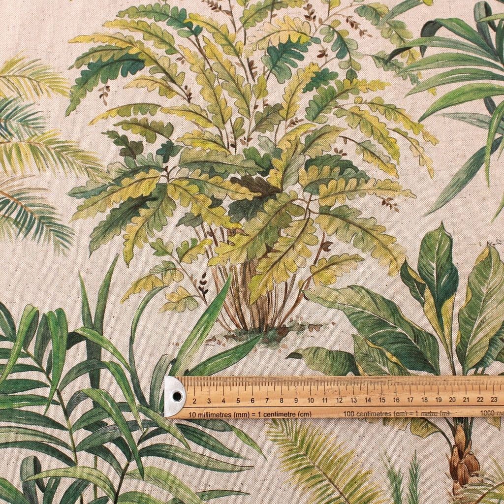 Linen Look Cotton Fabric Exotic Palm Trees