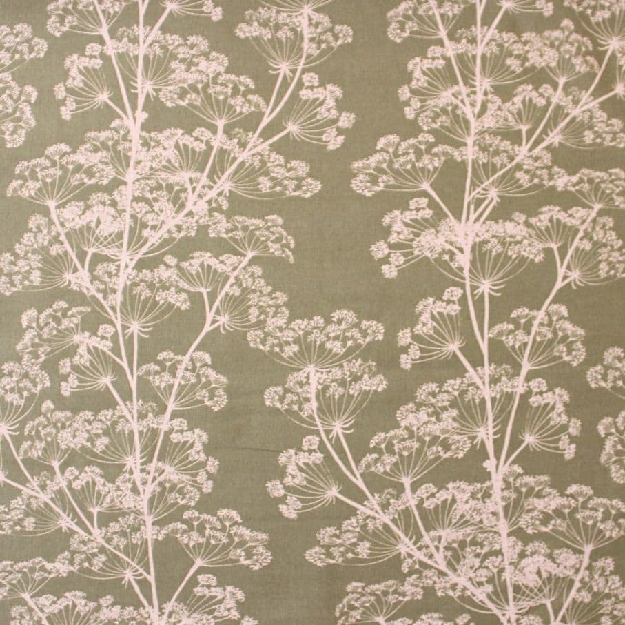 Linen Look Curtain Fabric Cow Parsley Sage Green