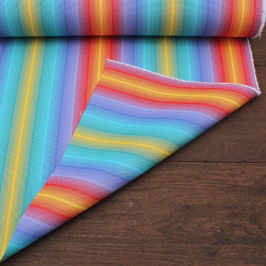 Outdoor Upholstery Fabric Rainbow Hazy Stripes