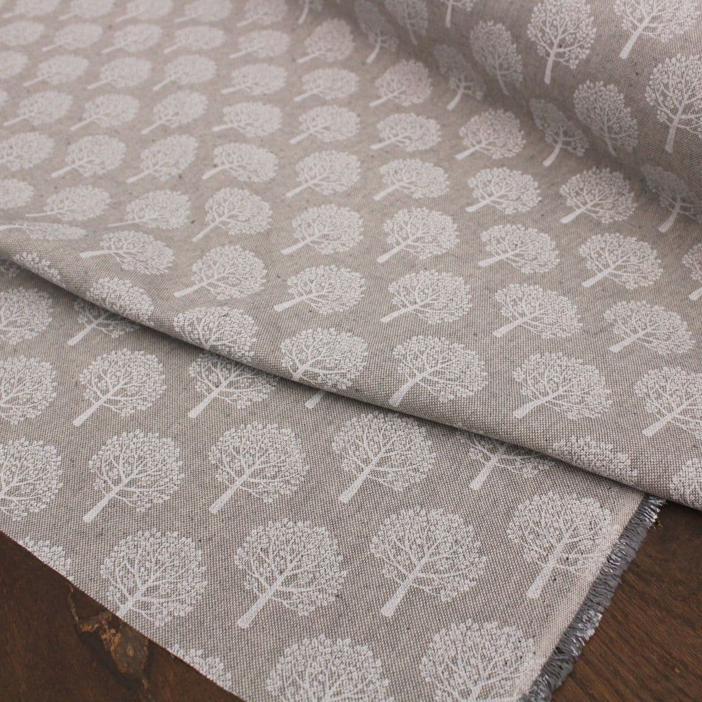 Recycled Linen Look Fabric - Mulberry Trees Grey