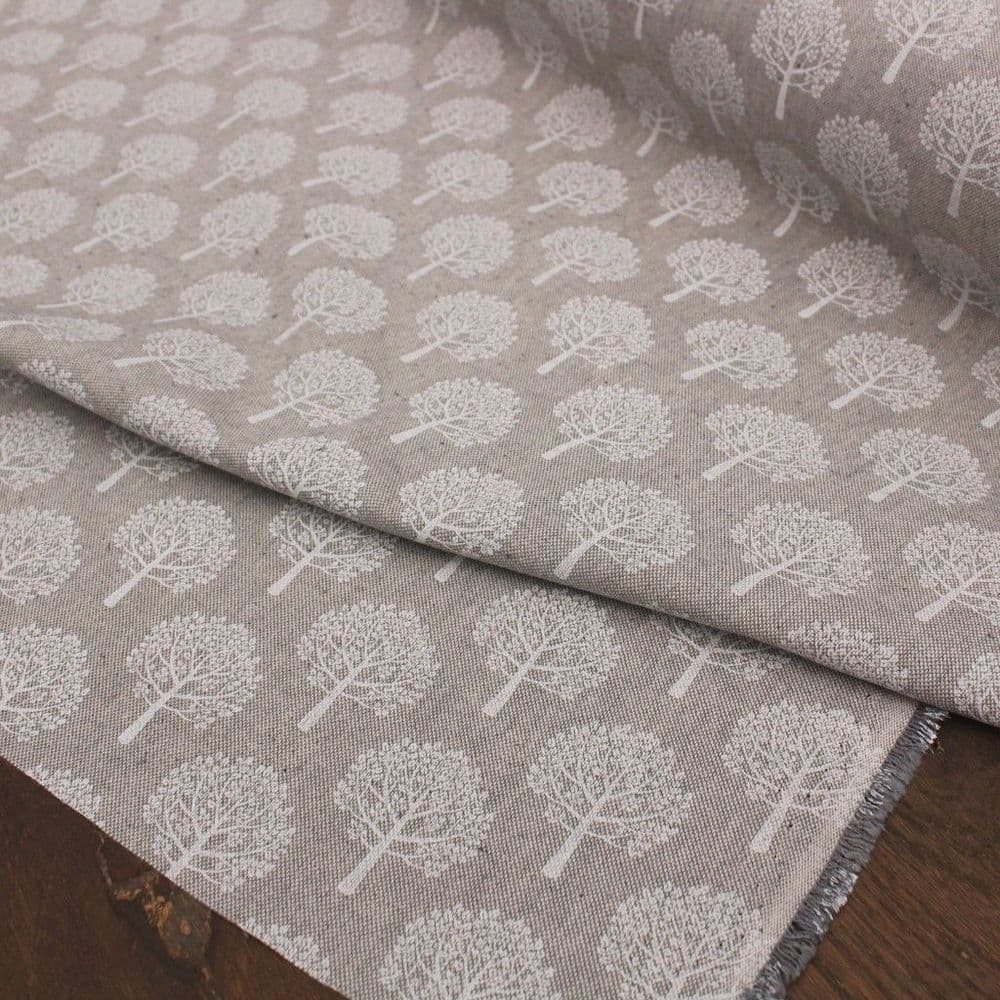 Recycled Linen Look Fabric - Mulberry Trees Grey