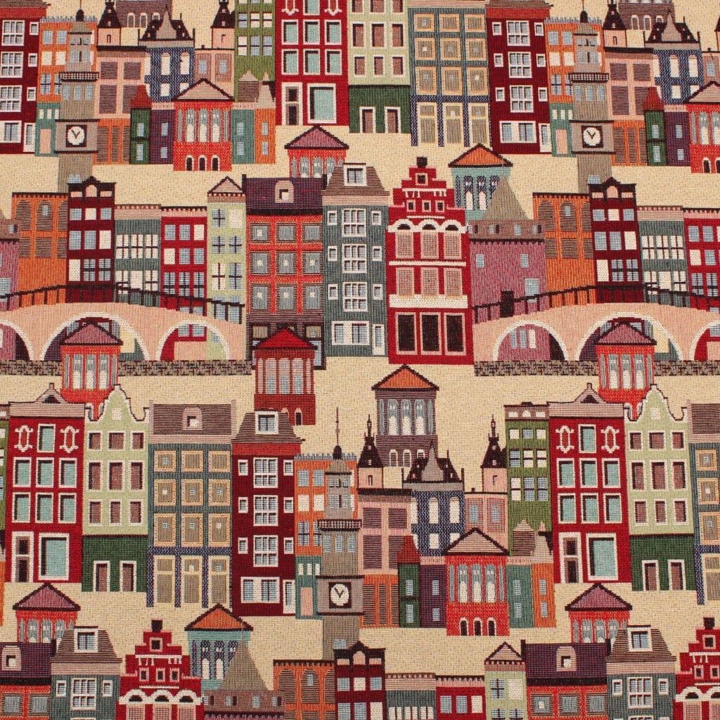 Tapestry Fabric Dutch Canal Houses