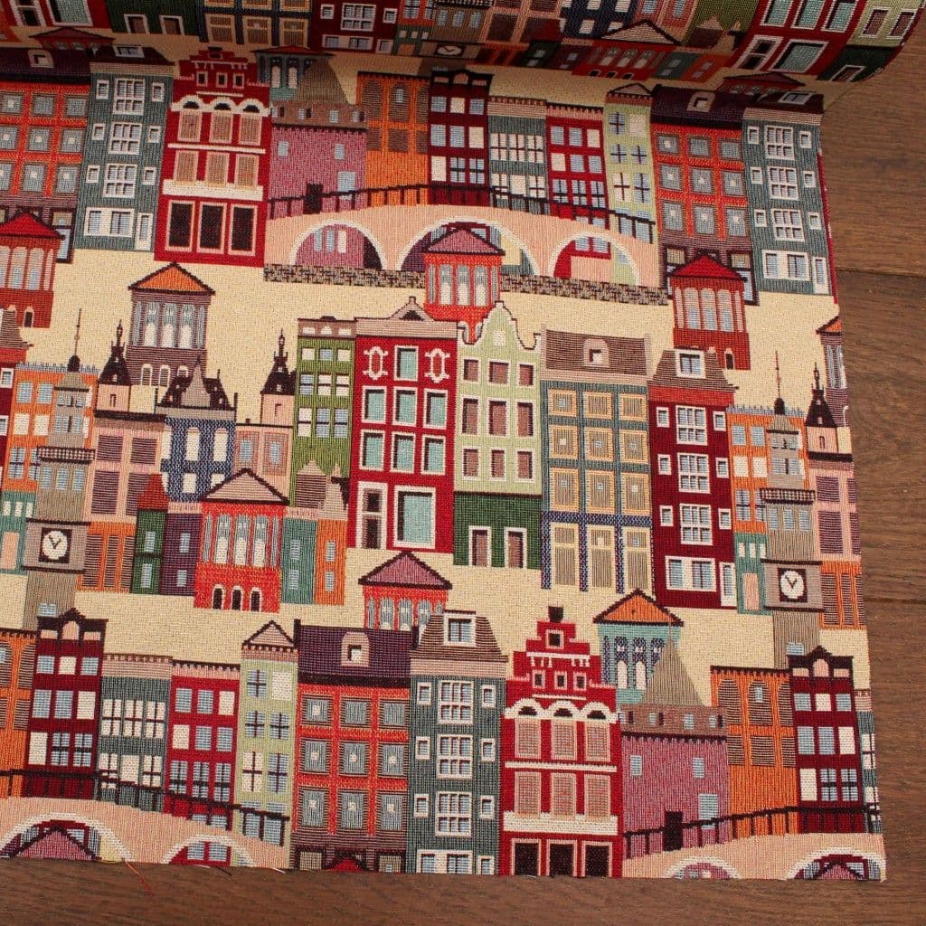 Tapestry Fabric Dutch Canal Houses