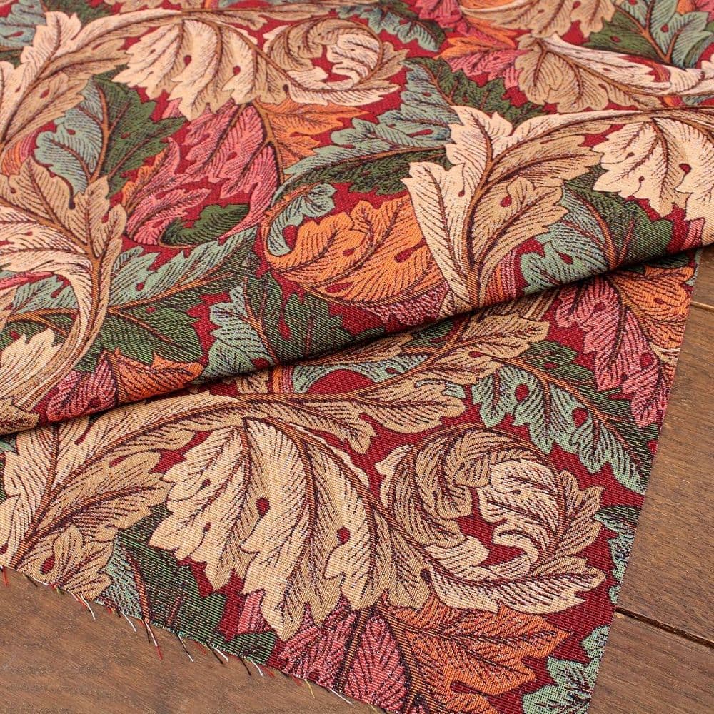 Tapestry Fabric Morris Acanthus Leaves Wine Red
