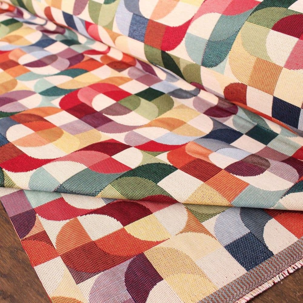 Tapestry Fabric Retro 70 s Shapes