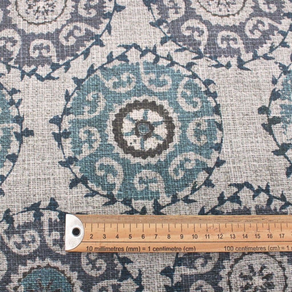 Velvet Fabric Moroccan Weave Blue Grey