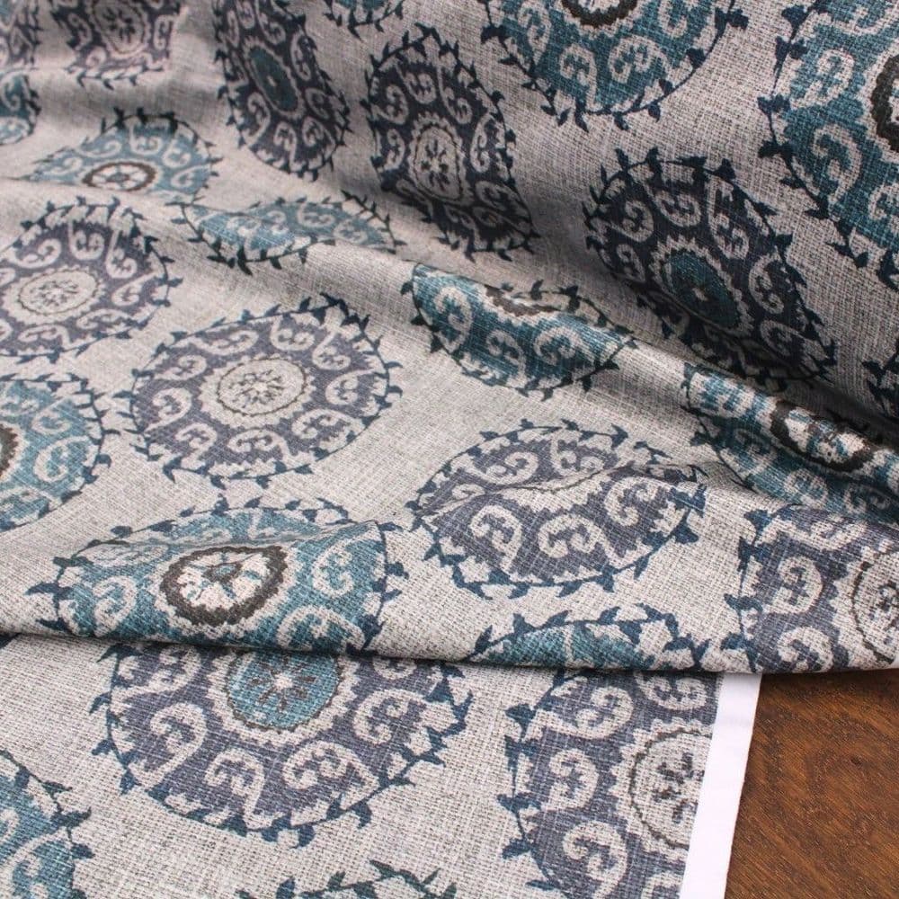Velvet Fabric Moroccan Weave Blue Grey