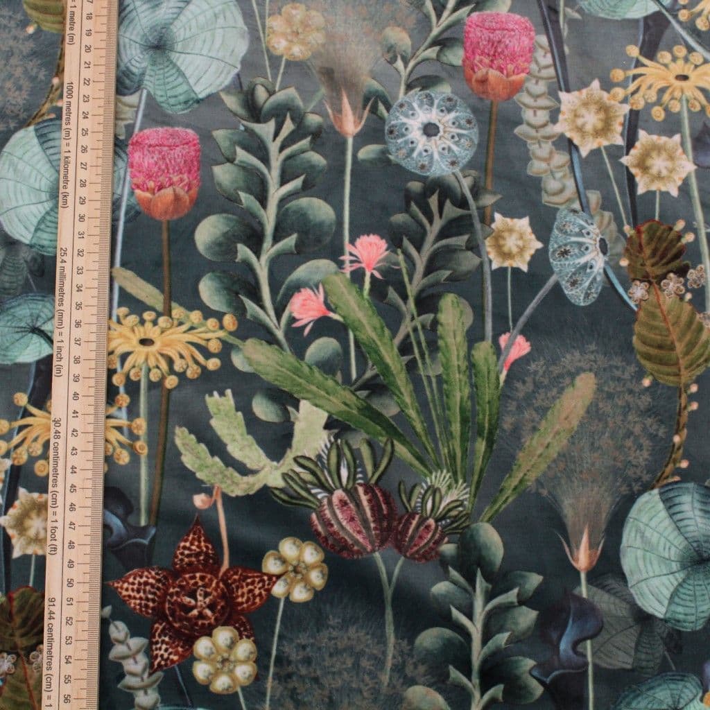 Velvet Fabric Tropical Plant Fantasy
