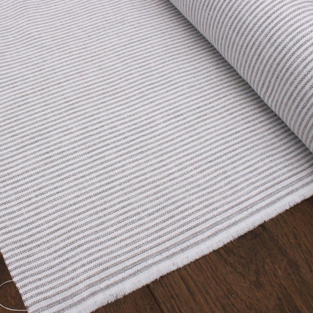 Warwick Filey Cotton Fabric Grey Pinstripes