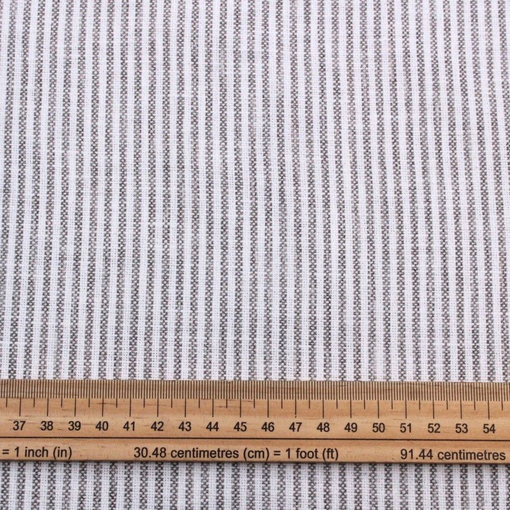 Warwick Filey Cotton Fabric Grey Pinstripes