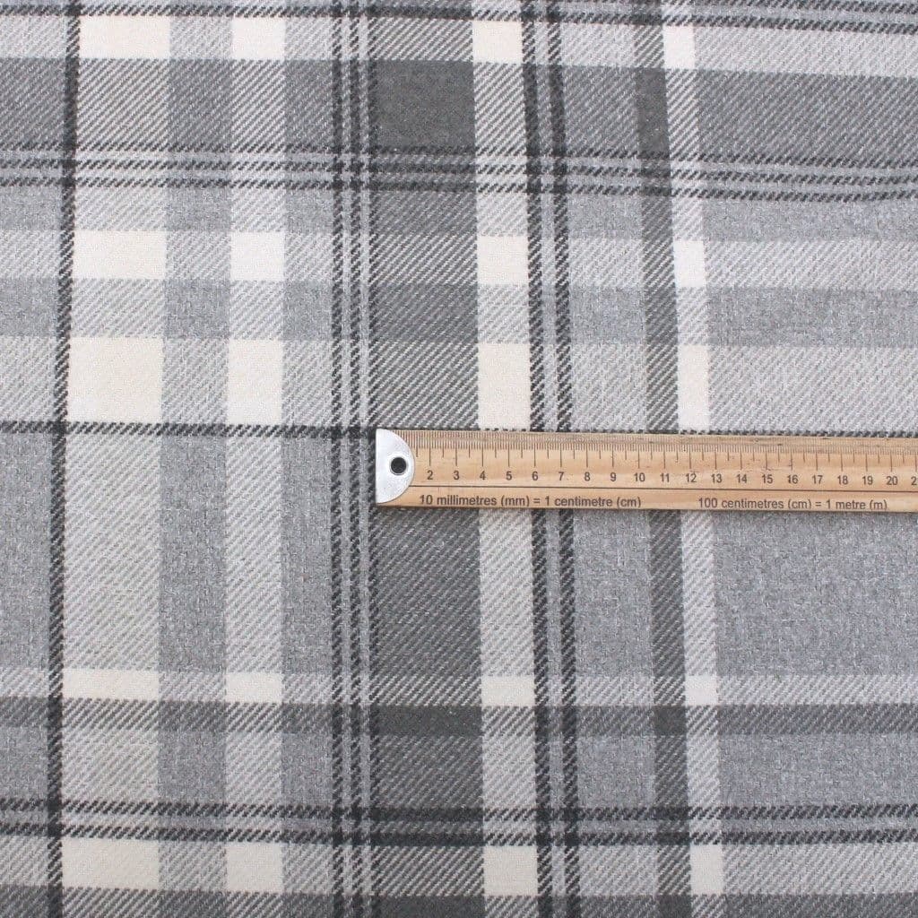 Wool Like Tweed Check Fabric - Skye Dove Grey