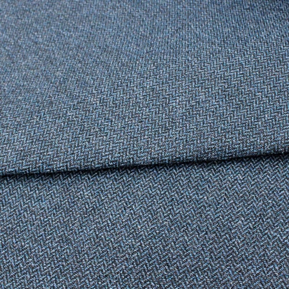 Wool Like Tweed Herringbone Upholstery Fabric - Ocean Blue