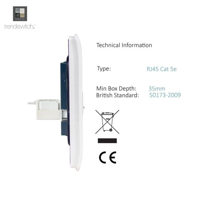 1 Gang Rj45 Cat 5e Pc Ethernet Socket