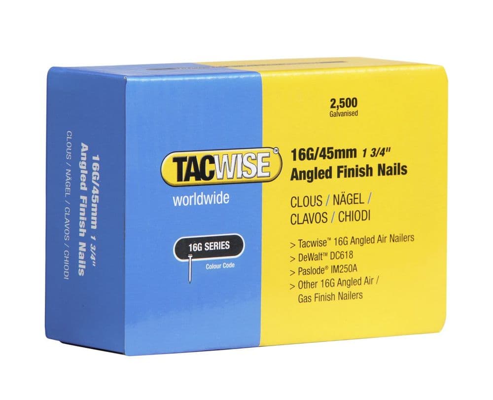 Tacwise 16G x 45mm Galvanised Angled Finish Nails 0771 2 500