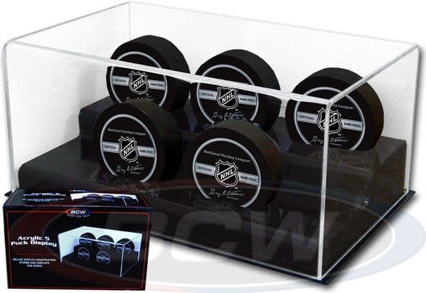 ICE HOCKEY PUCK DISPLAY CASE for 5 pucks