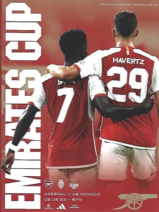 2023 Emirates Cup Arsenal v Monaco Official Matchday Programme 23/24 ...