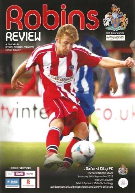 Altrincham v Oxford City 14th September 2013 Official Matchday Programme