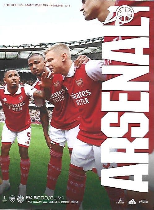 Arsenal v Bodø/Glimt 22/23 UEL Official Matchday Programme - 6th ...