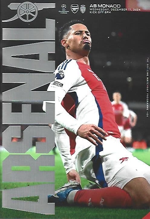 Arsenal v Monaco Official UCL Matchday Programme 2024/25 - 11th ...