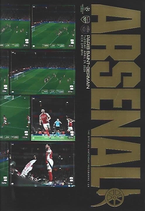 Arsenal v PSG UCL Semi Final Official Matchday Programme 2024/25 - 29th ...