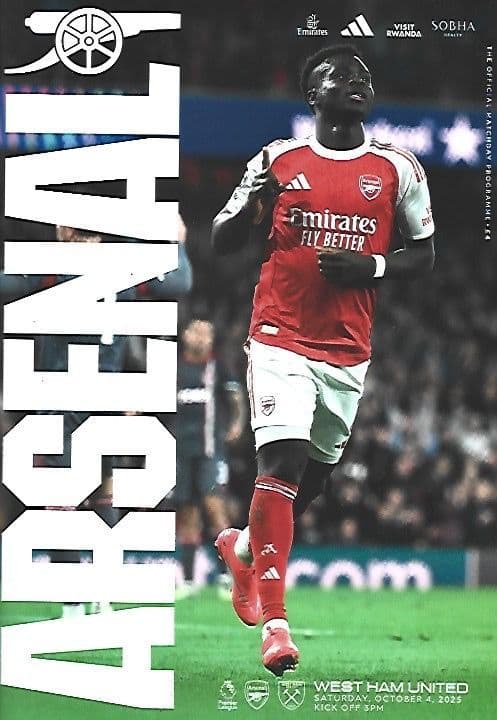 Arsenal v West Ham United Official Matchday Programme 2025/26 - 4th ...