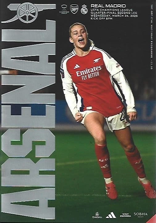 Arsenal Women v Real Madrid Women Official UWCL Matchday Programme 2024 ...