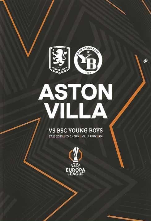 Aston Villa v Young Boys Official Europa League Matchday Programme 2025 ...