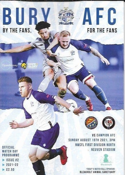Bury AFC v Campion AFC Official Matchday Programme 2021/2022 - 15th ...