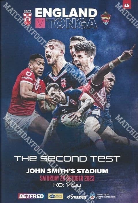 England v Tonga The 2nd Test Official Matchday Programme 28th October 2023