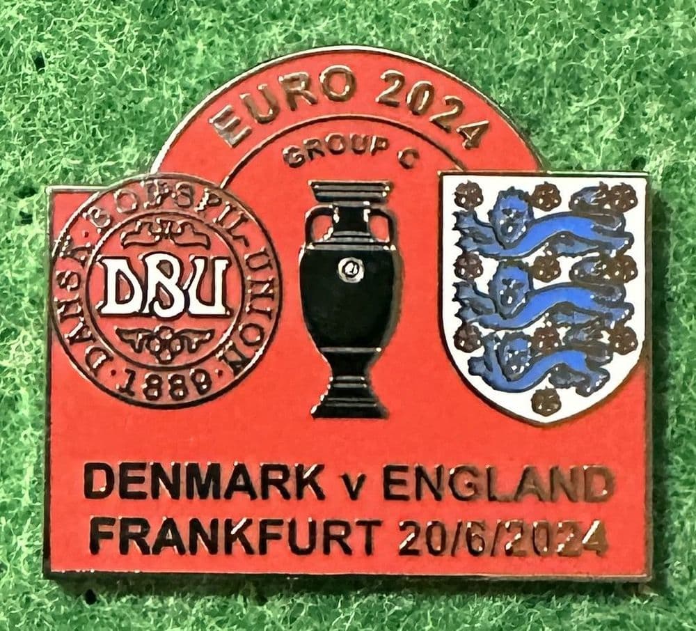 Euro 2024 Denmark v England Enamel Pin Badge - 20th June 2024 RED