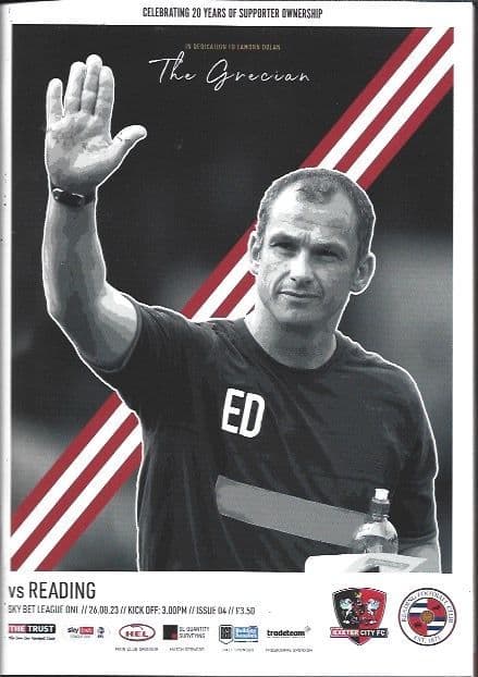 Exeter City v Reading Official Matchday Programme 23/24 - 26th August 2023