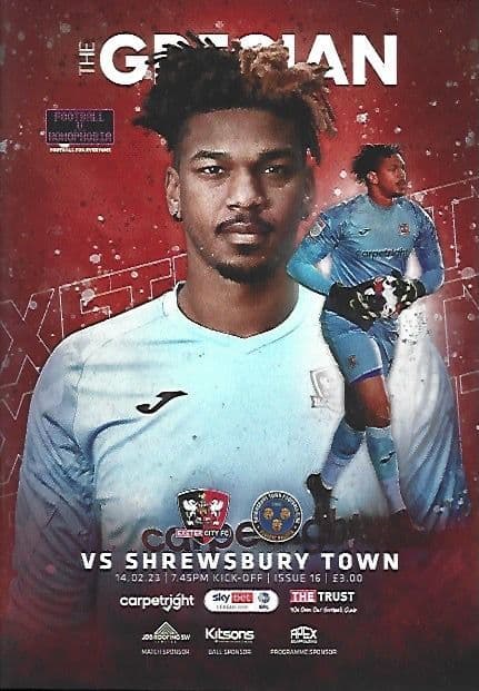 Exeter City v Shrewsbury Town Official Matchday Programme 22/23 - 14th ...