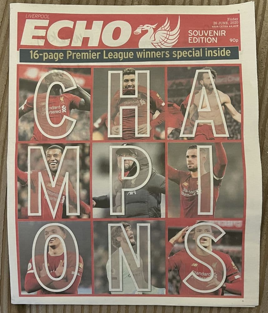 Liverpool Echo Champions Special Souvenir Edition Newspaper Issued 26th ...