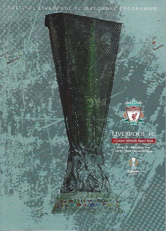 Liverpool v LASK UEL Group Stage Official Matchday Programme 23/24 ...