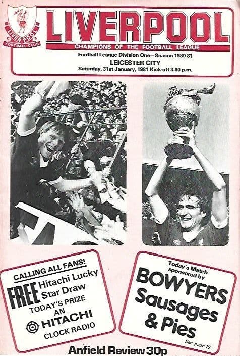 Liverpool v Leicester City 31st January 1981 Official Matchday Programme