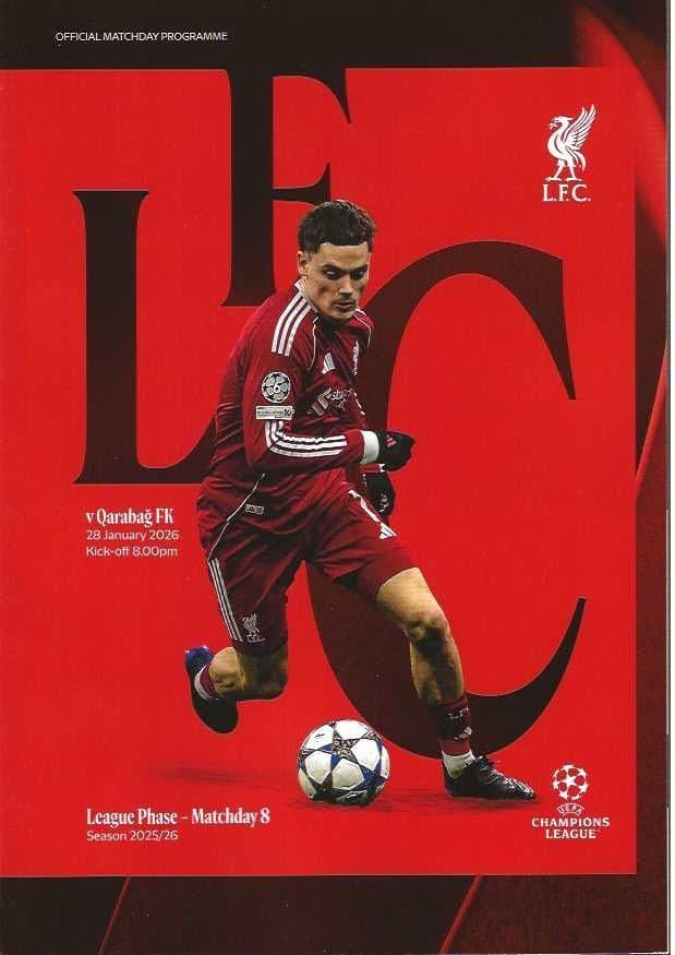 Liverpool v Qarabag Official UCL Matchday Programme 2025/26 - 28th ...