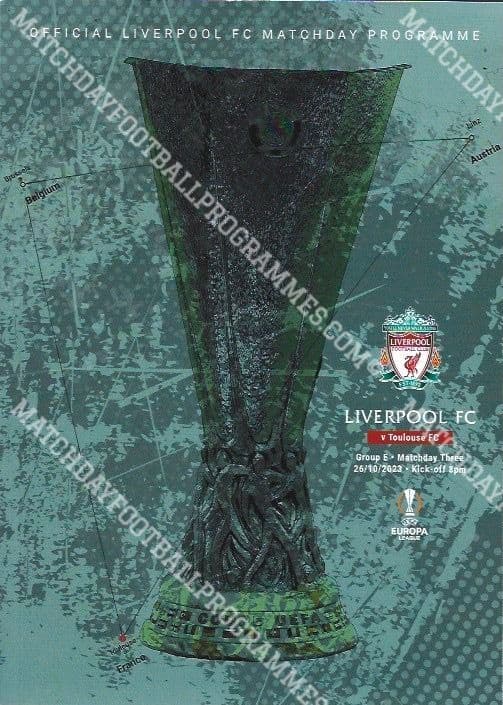 Liverpool v Toulouse UEL Group Stage Official Matchday Programme 23/24 ...