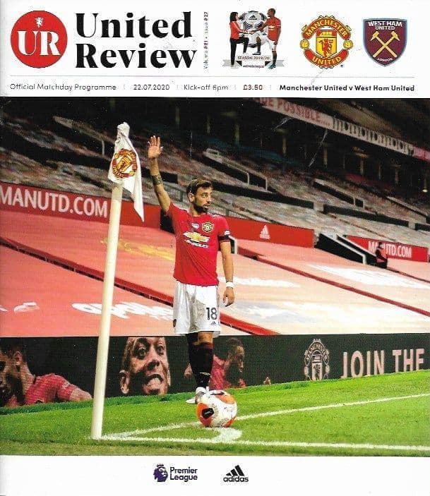 Manchester United v West Ham BCD Matchday Programme 2019/2020 - 22nd ...