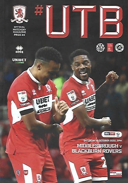 Middlesbrough v Blackburn Rovers 15th October 2022 Official Matchday ...