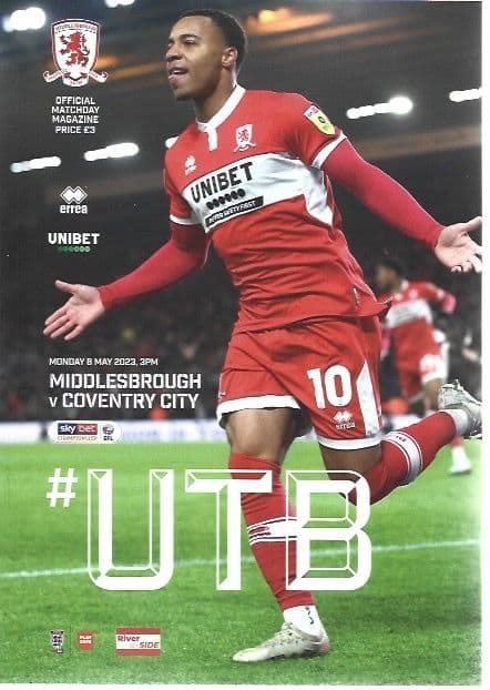 Middlesbrough v Coventry City Official Matchday Programme 22/23 - 8th ...