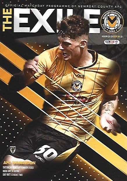 Newport County v Wimbledon Official Matchday Programme 23/24 - 2nd ...