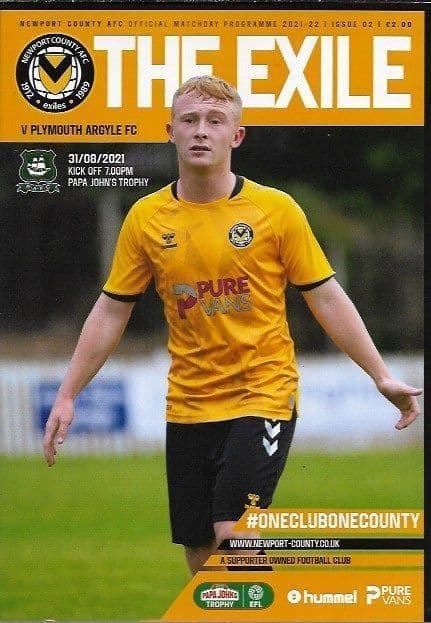 Newport v Plymouth Argyle Papa John s Trophy Official Matchday ...