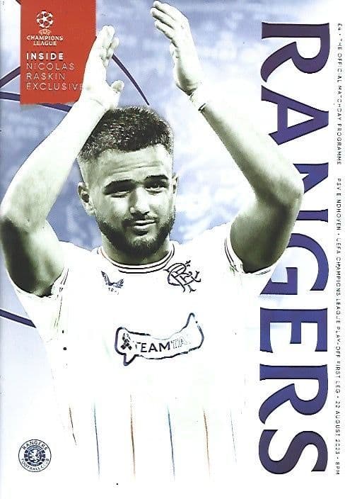 Rangers v PSV UCL Official Matchday Programme 23/24 - 22nd August 2023