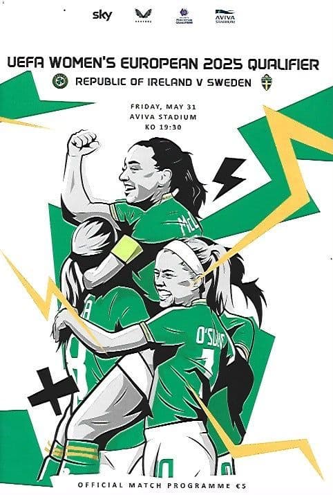 Republic of Ireland Women v Sweden Women Official Match Programme 23/24 ...