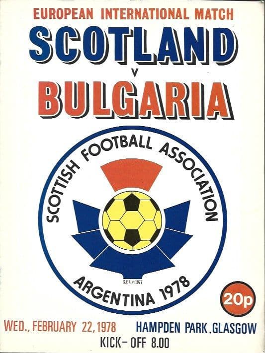 Scotland v Bulgaria Official Matchday Programme 22nd February 1978