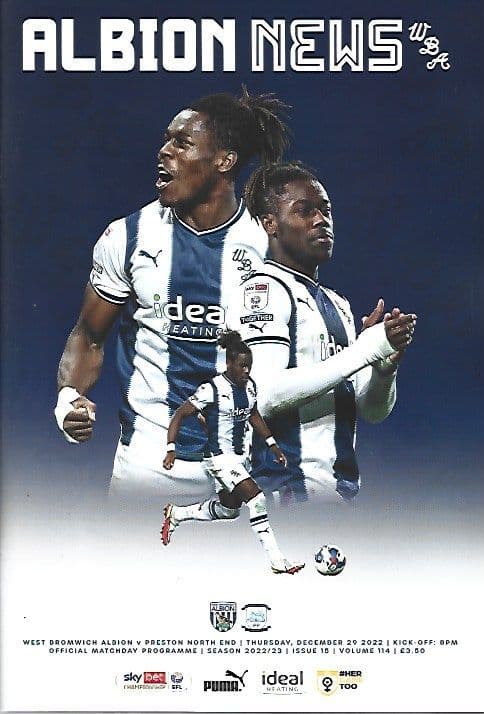 West Bromwich Albion v Preston North End 29th December 2022 Official ...