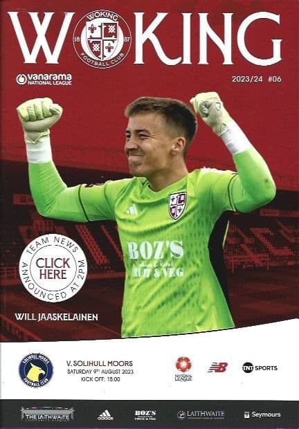 Woking v Solihull Moors PDF Printed Matchday Programme 23/24 - 9th August 2023
